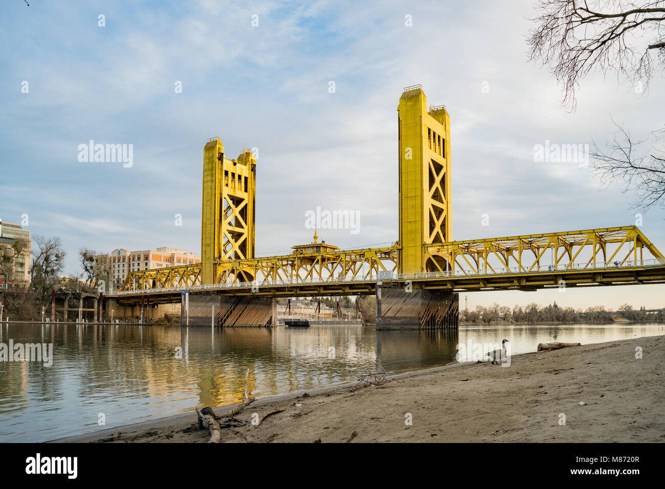Afternoon view of the famous tower bridge of Sacramento, California ...