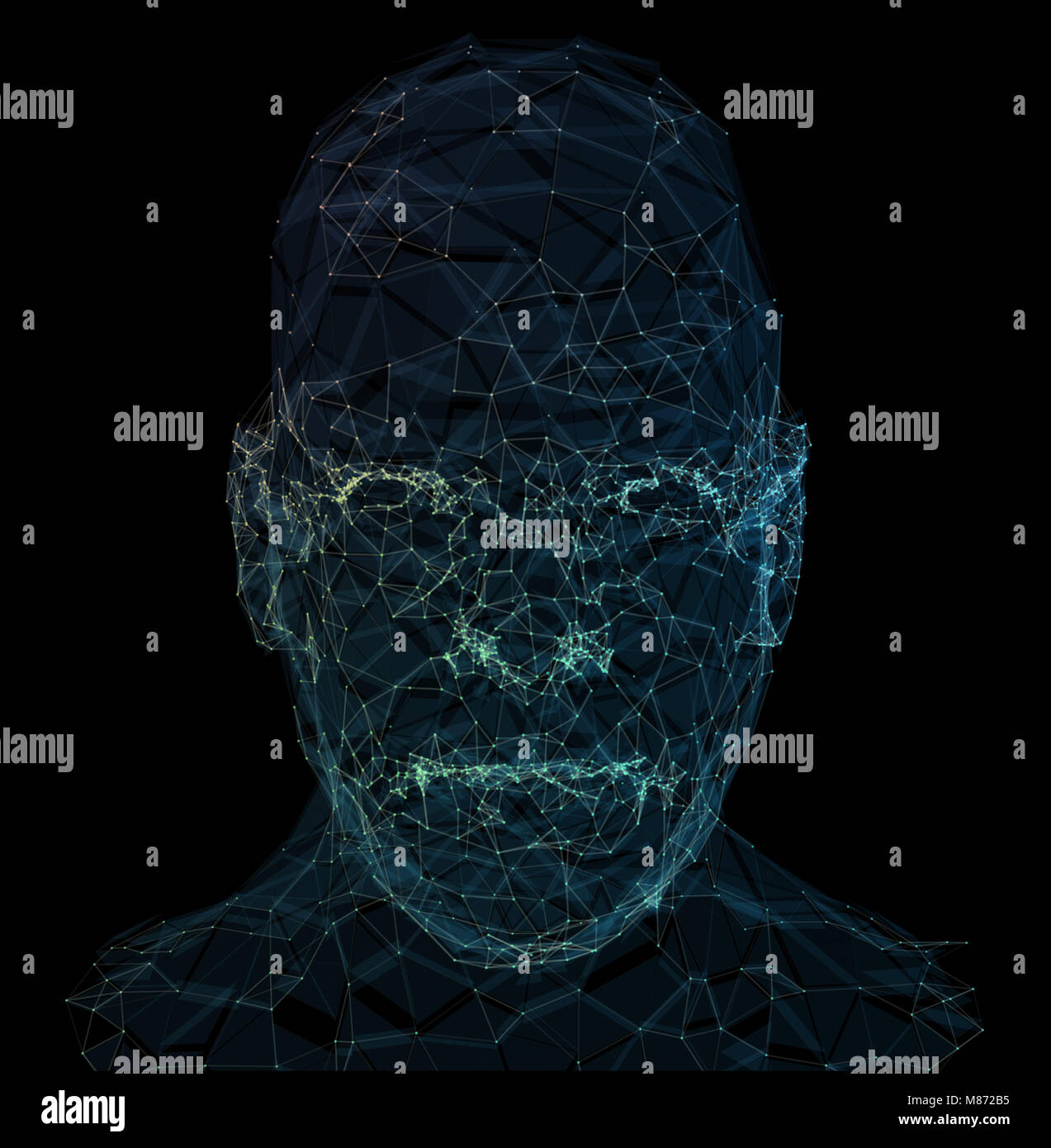 Human head network line abstract background. 3d illustration Stock ...