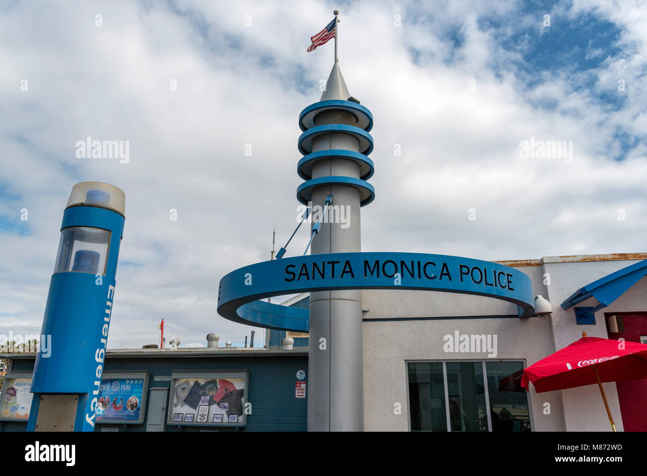 Police substation on Santa Monica Pier, California Stock Photo - Alamy