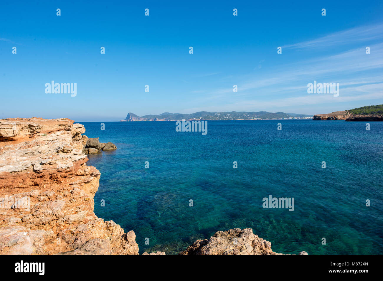 Bassa beach on the island of Ibiza, Balearic Islands, Spain Stock Photo ...