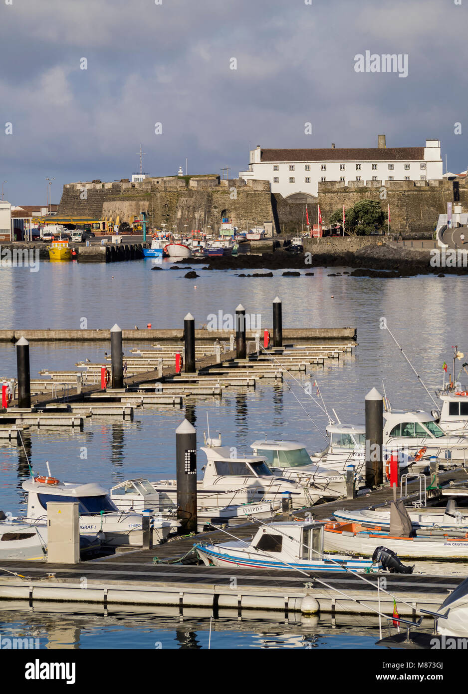 Port in Ponta Delgada, Sao Miguel Island, Azores, Portugal Stock Photo ...