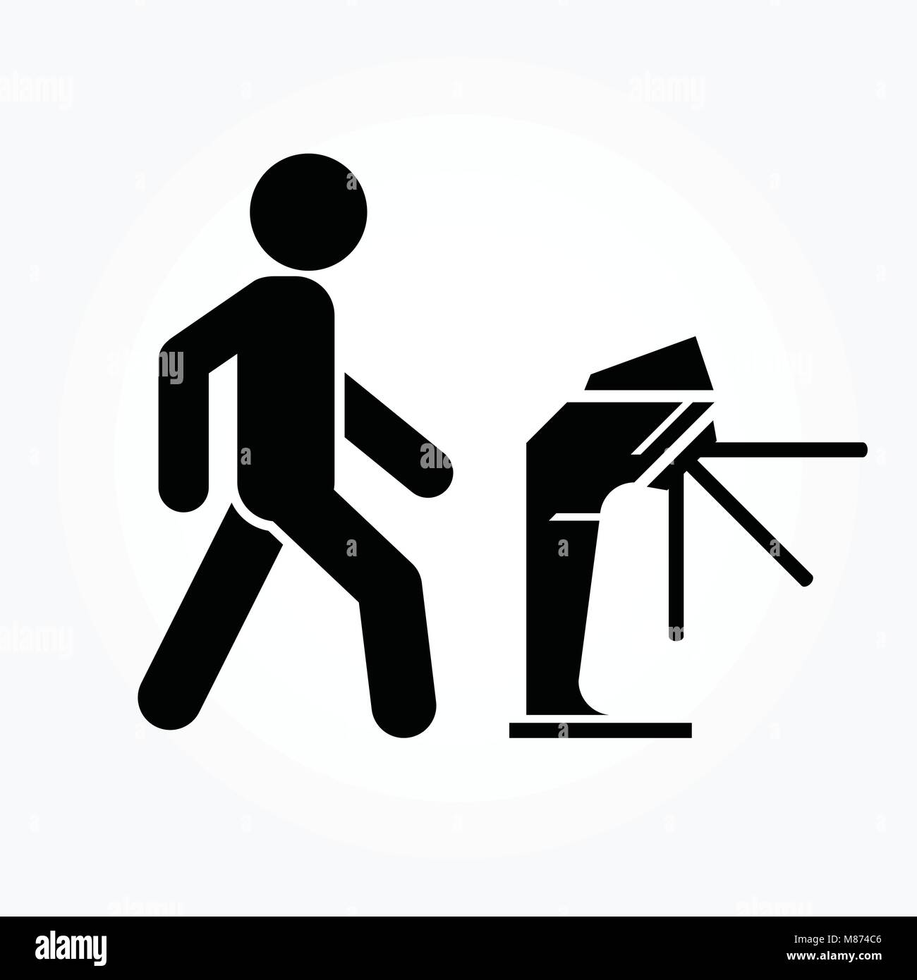 Underground turnstile - icon of people pass through the turnstile Stock ...