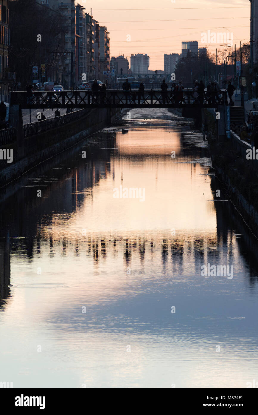 Canal of the Navigli in Milan Italy Stock Photo - Alamy