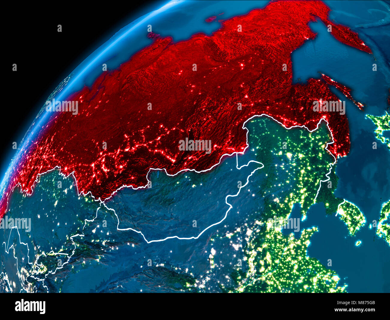 Highlighted satellite image of russian hi-res stock photography and ...