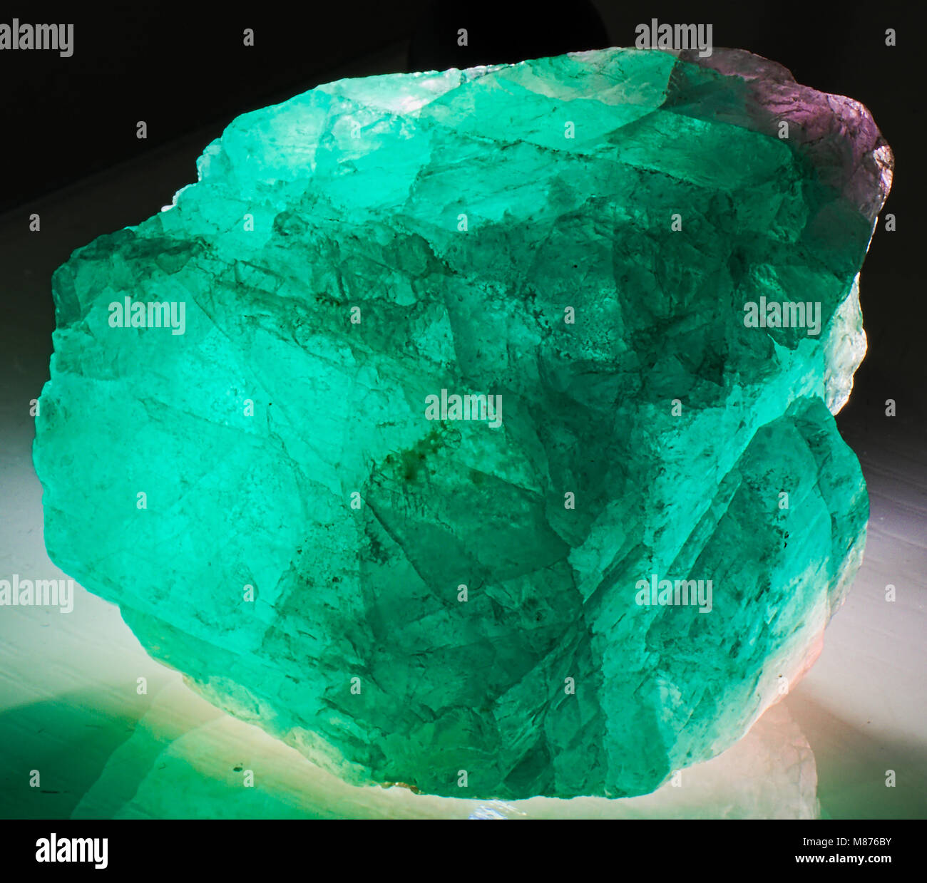 Green and magenta fluorite mineral transparent crystal stone specimen ...