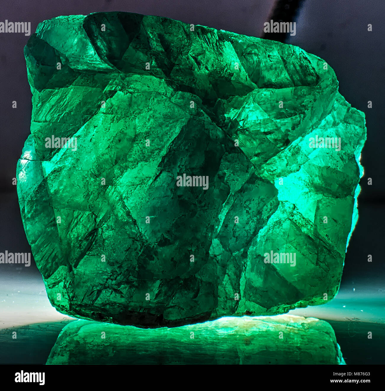 Green and magenta fluorite mineral transparent crystal stone specimen ...