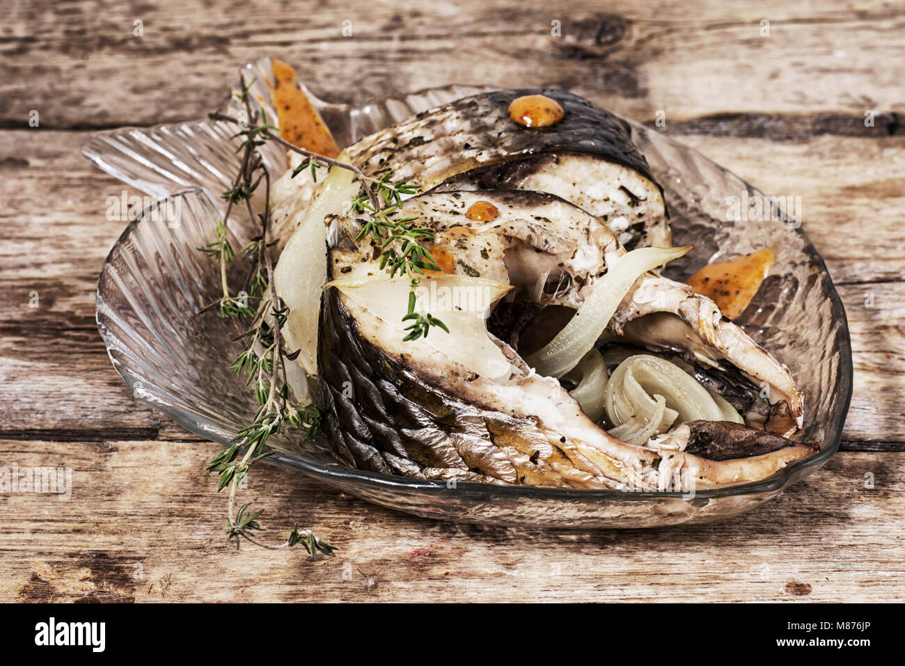 Seafood.Delicious fried fish in portions Stock Photo - Alamy