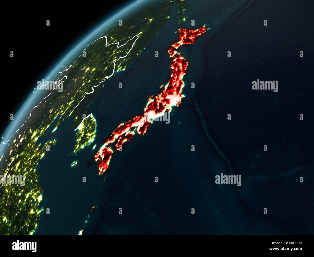 Satellite image japan night satellite hi-res stock photography and ...