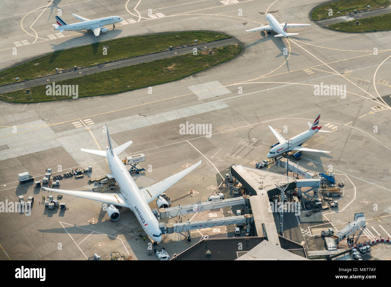 Aerial overview of terminals at Orly Ouest International Airport with ...