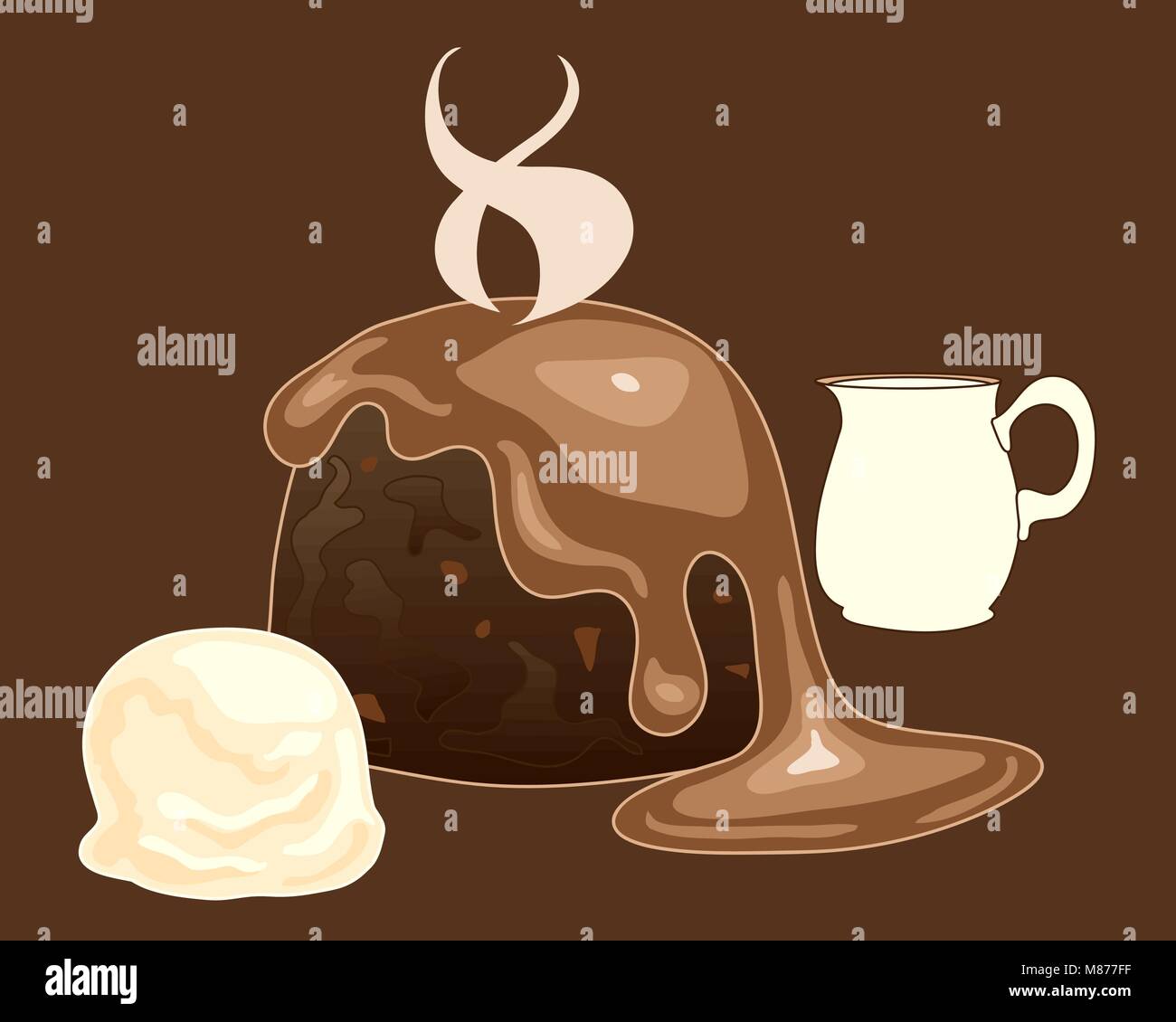 a vector illustration in eps 10 format of a hot chocolate pudding with ...