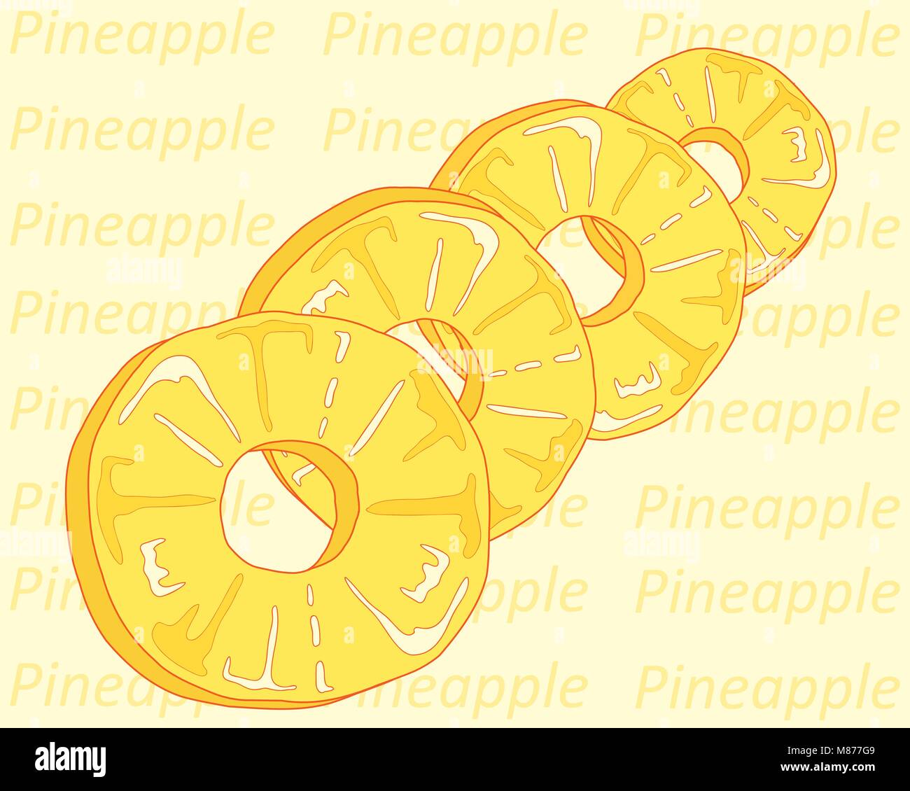 a vector illustration in eps 8 format of a row of pineapple ring slices ...