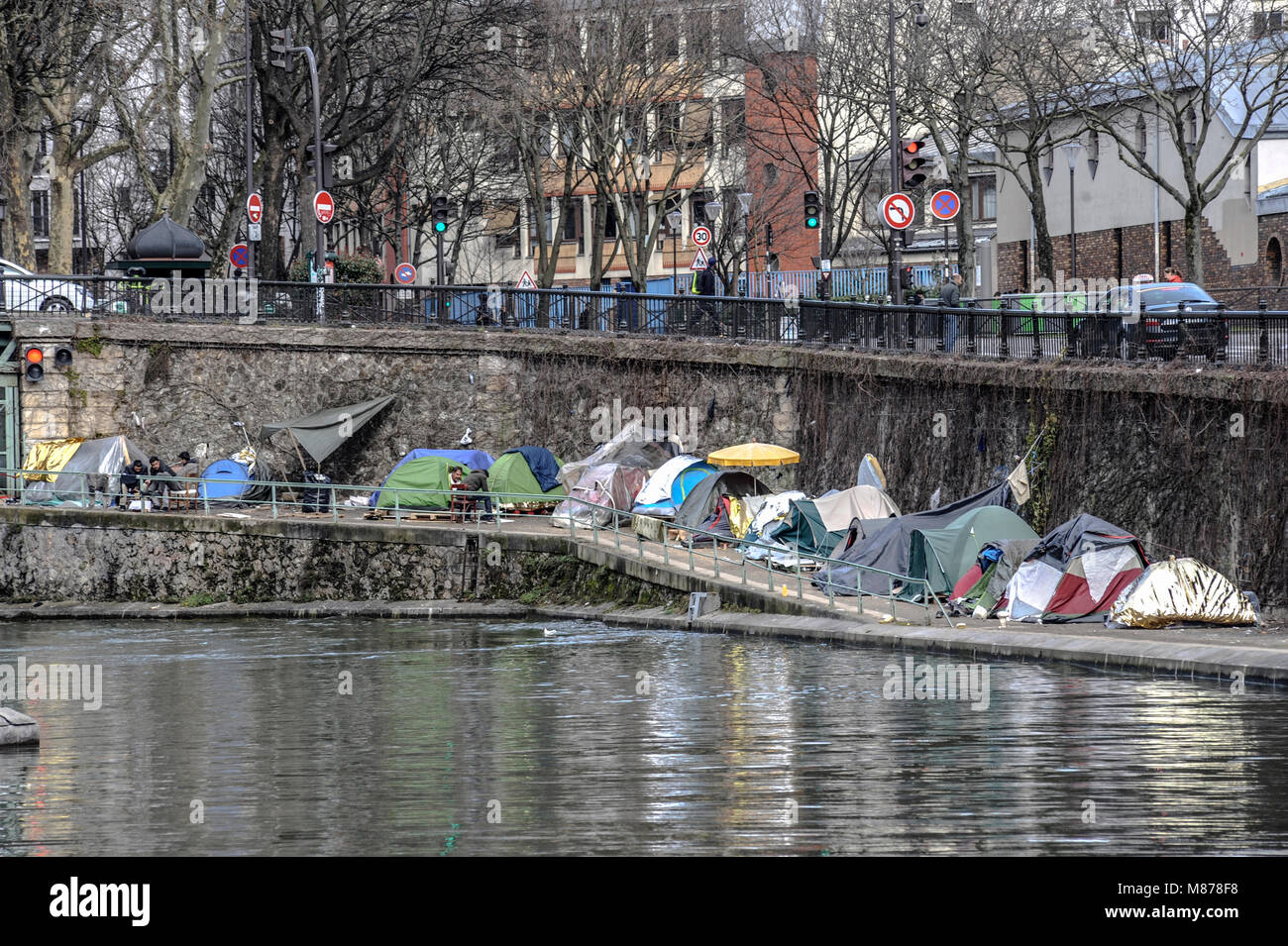 MIGRANTS CAMP IN PARIS FRANCE - PARIS CANAL ST MARTIN - PARIS HOMELESS ...