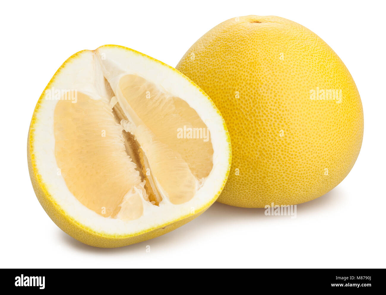 sliced pomelo path isolated Stock Photo - Alamy