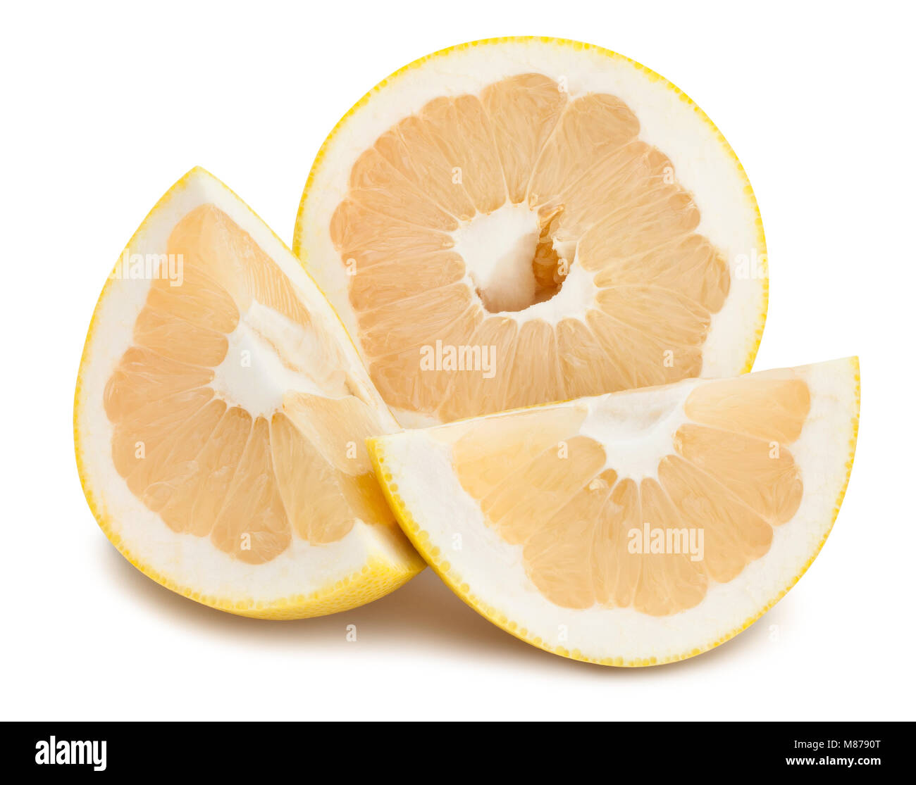 sliced pomelo path isolated Stock Photo - Alamy