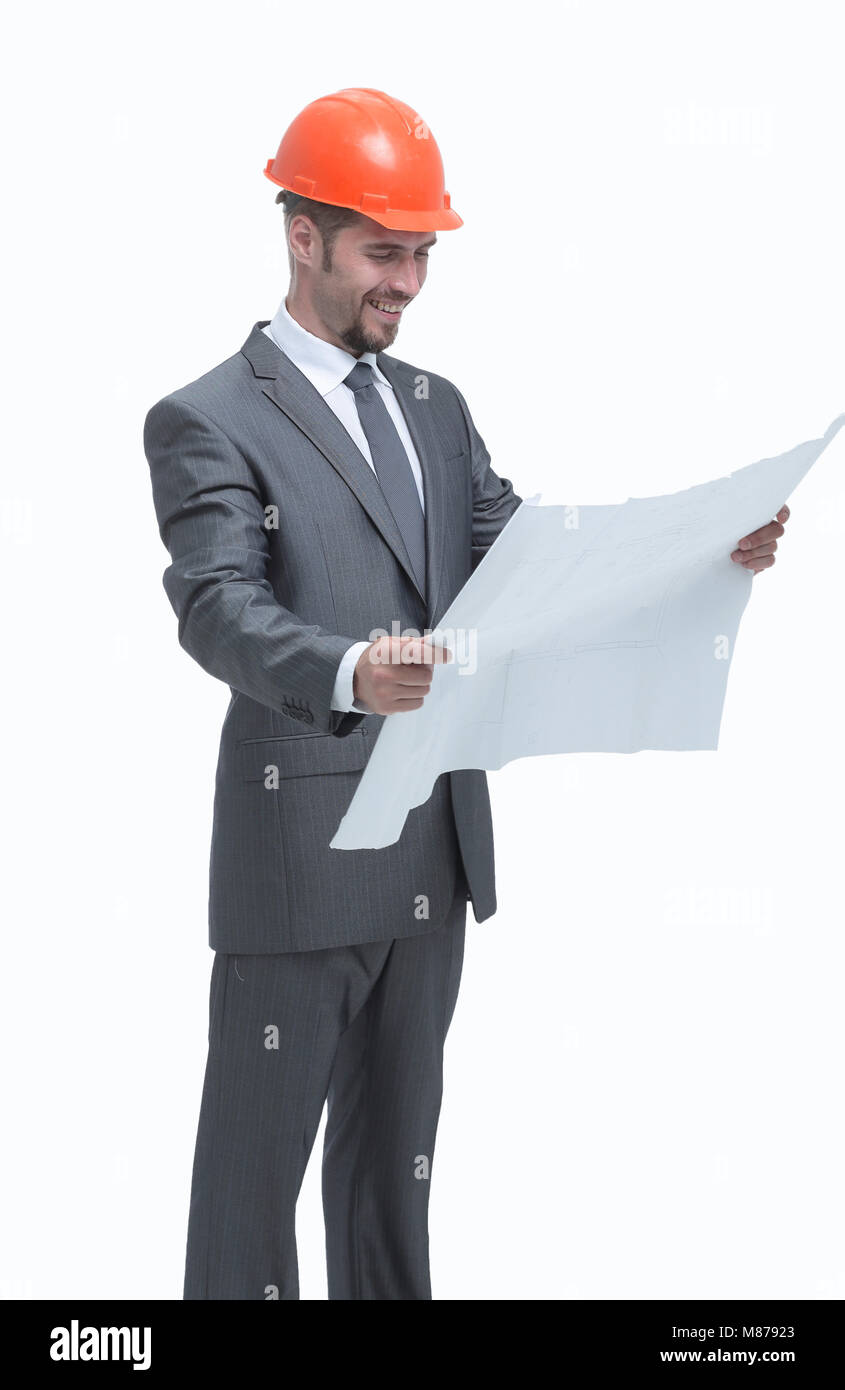 closeup.portrait of architect with blueprints Stock Photo - Alamy