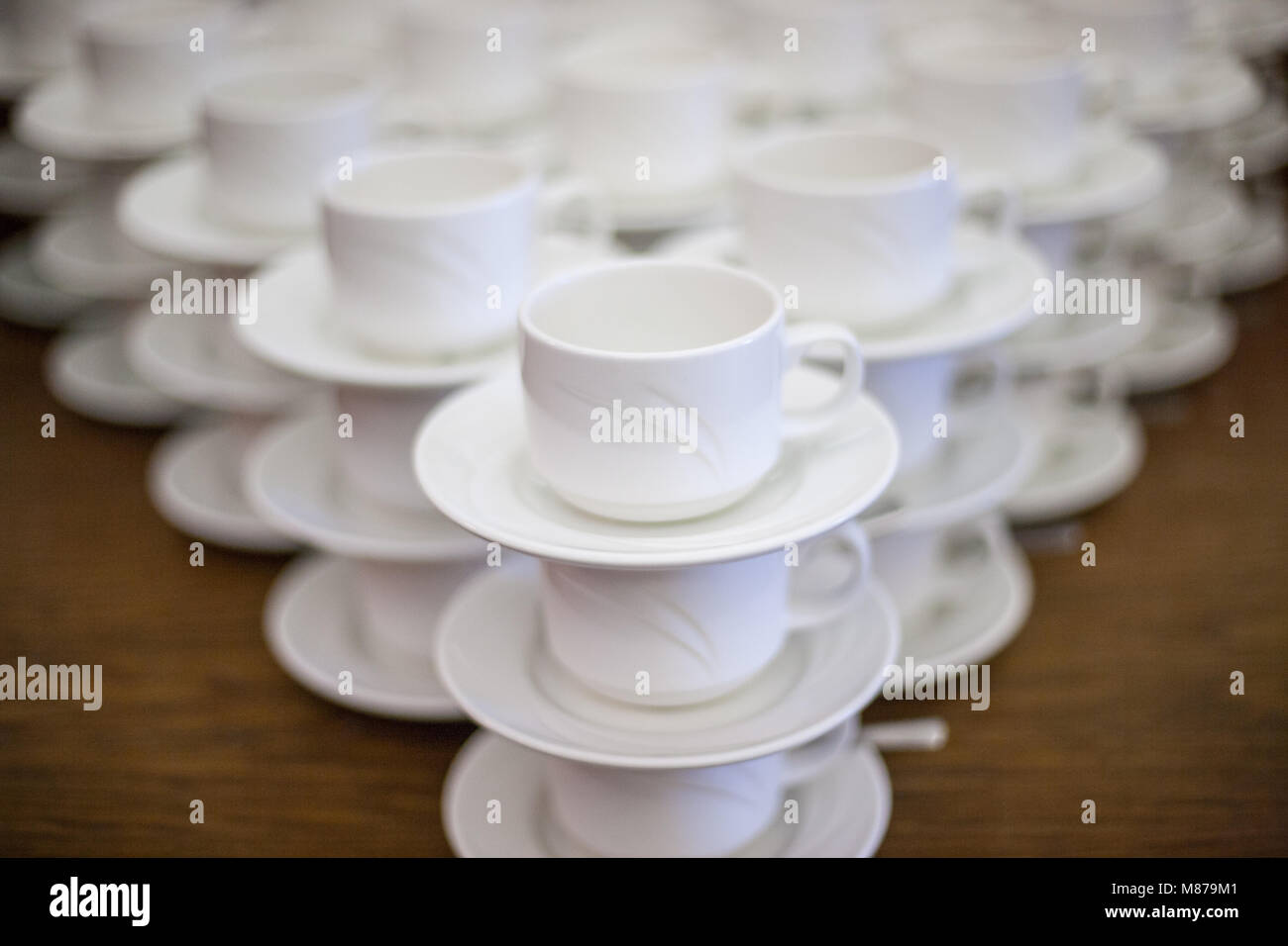 Stacks of Cups and Saucers Stock Photo - Alamy