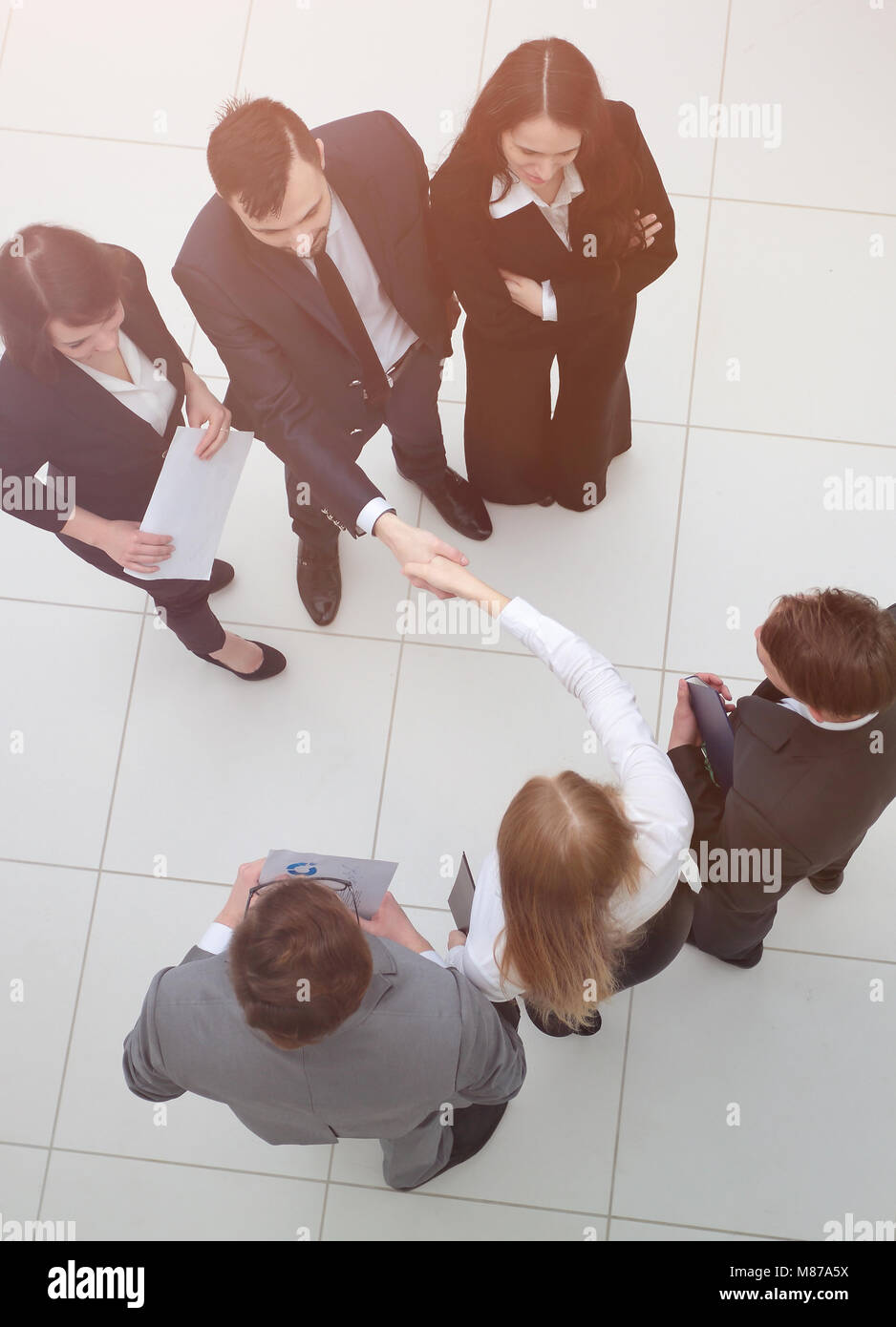 view from the top. handshake business partners Stock Photo - Alamy