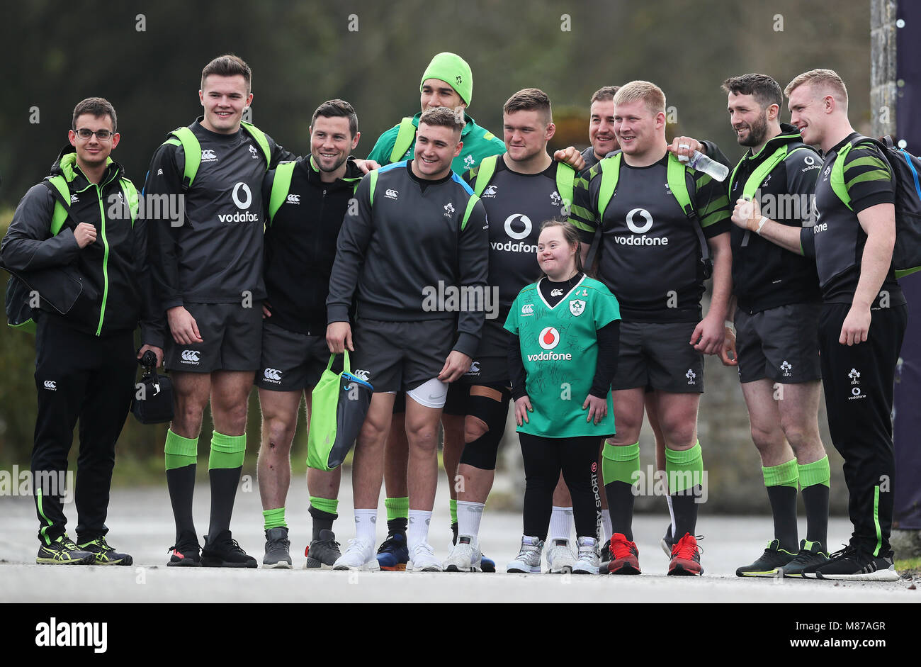 Ireland rugby supporter Jennifer Malone poses for a photo with Ireland ...
