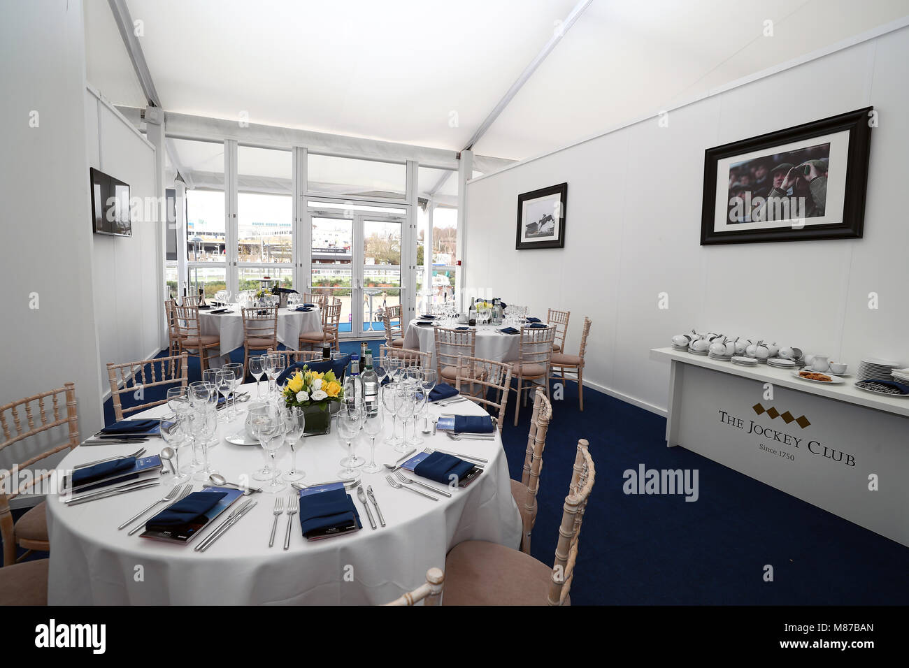 A general view of the Parade ring viewing boxes at Cheltenham ...