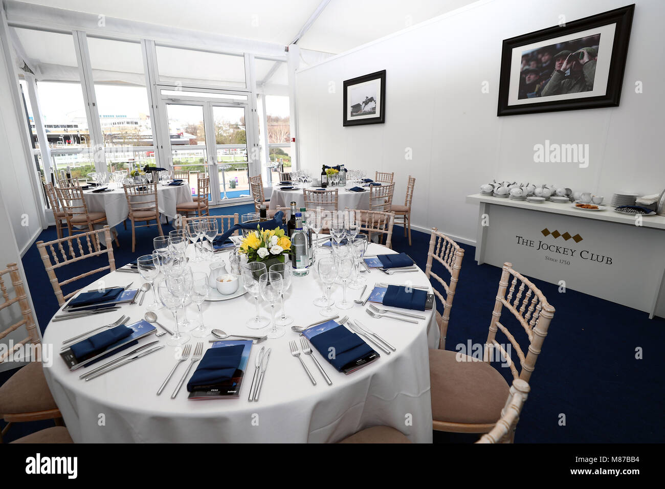 A general view of the Parade ring viewing boxes at Cheltenham ...