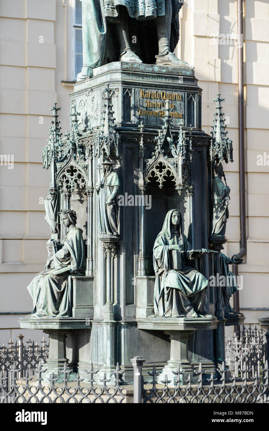 Detail of the Charles Monument at one side of the Charles Bridge in ...