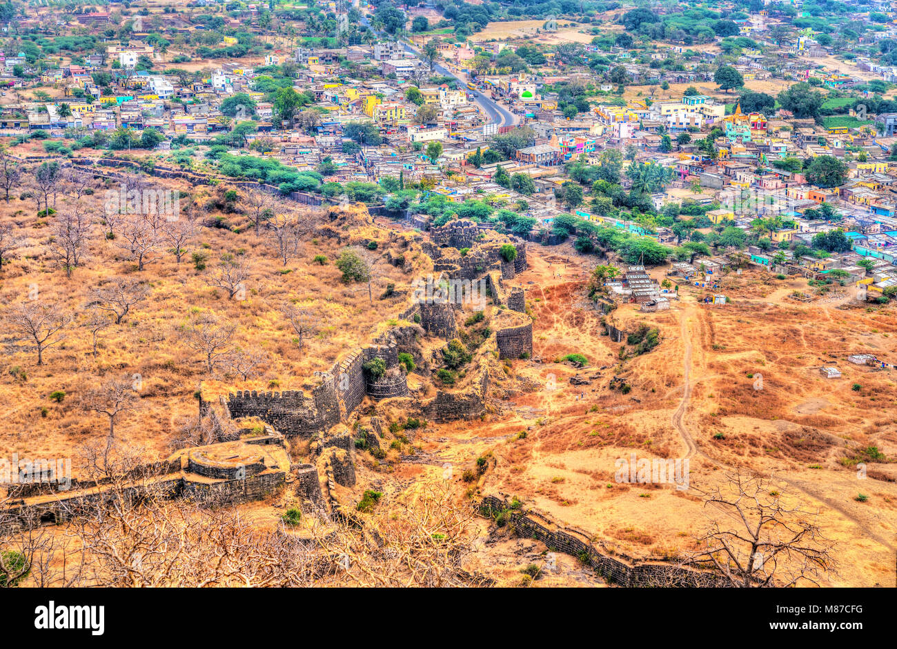 Panorama of Devagiri Fort and Daulatabad town - India Stock Photo - Alamy