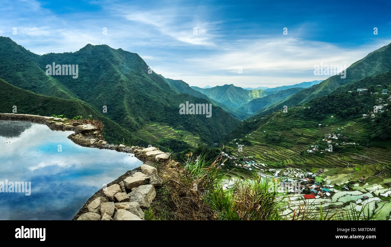 Amazing panorama view of rice terraces fields in Ifugao province ...