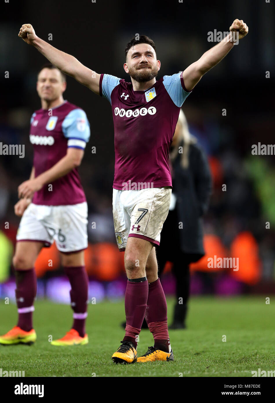 Aston Villa's Robert Snodgrass celebrates after the final whistle Stock ...