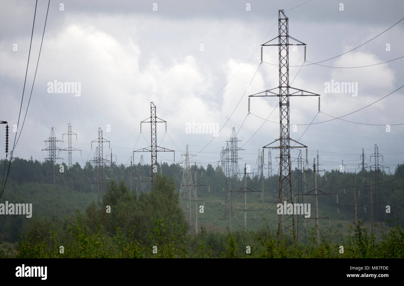 High voltage electrical transmission towers electricity pylons and ...