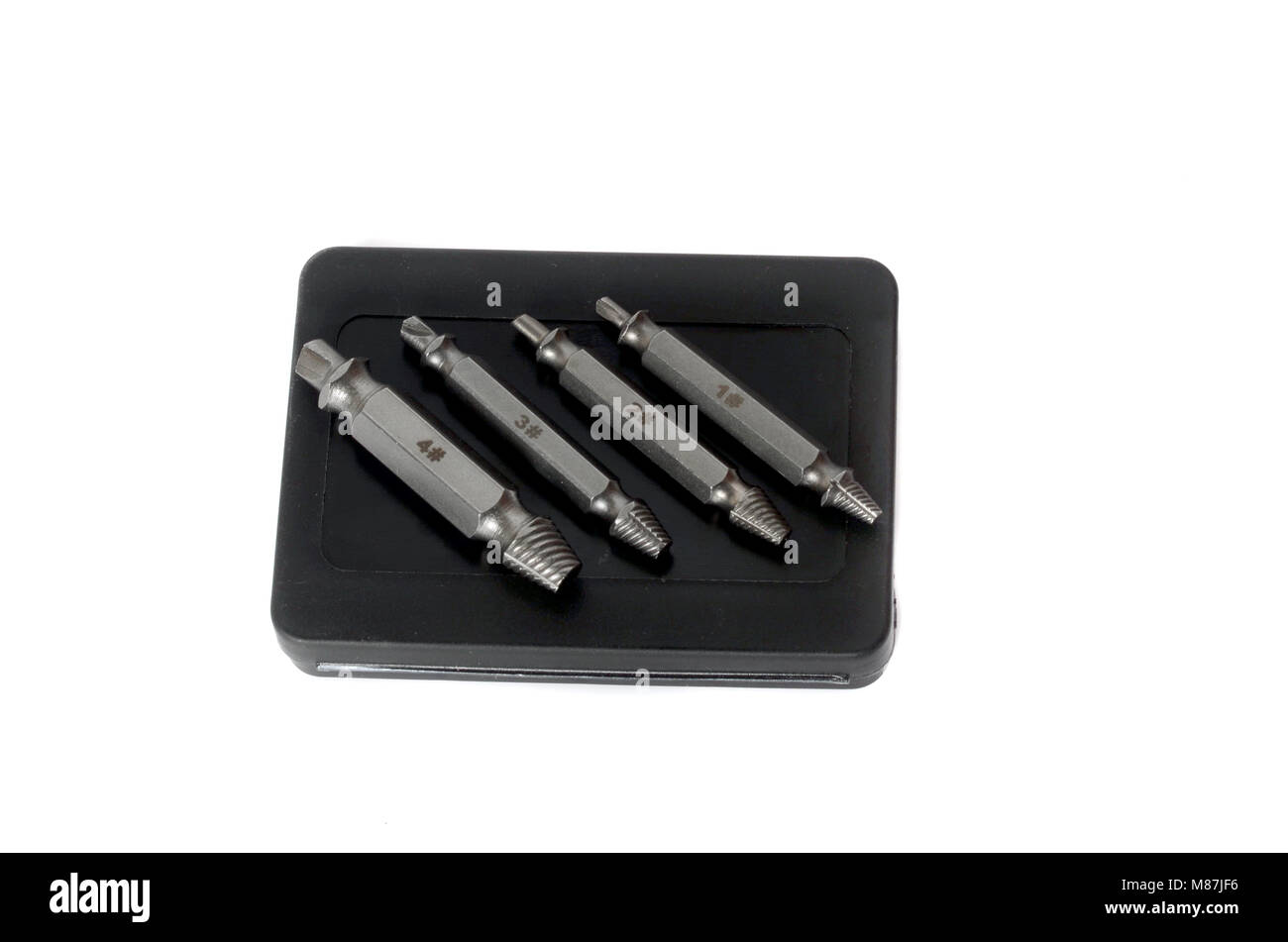 Screw Extractor Set in Black Plastic Box Stock Photo - Alamy