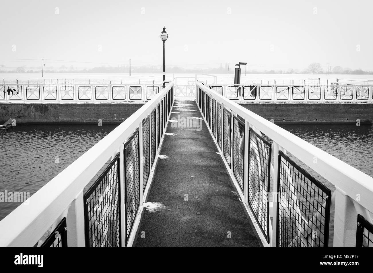 Uk river footbridge Black and White Stock Photos & Images - Alamy