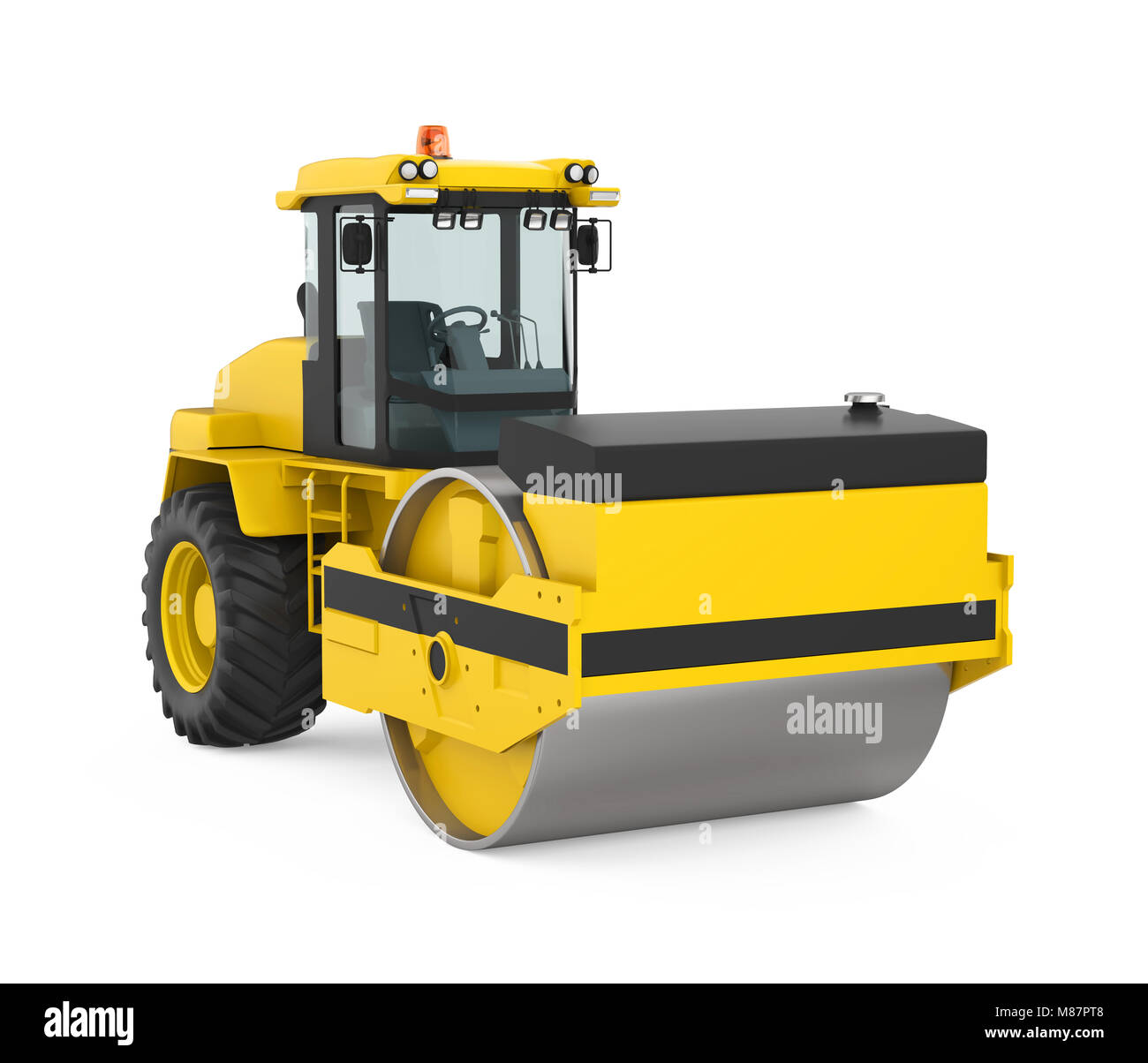 Yellow Road Roller Isolated Stock Photo - Alamy