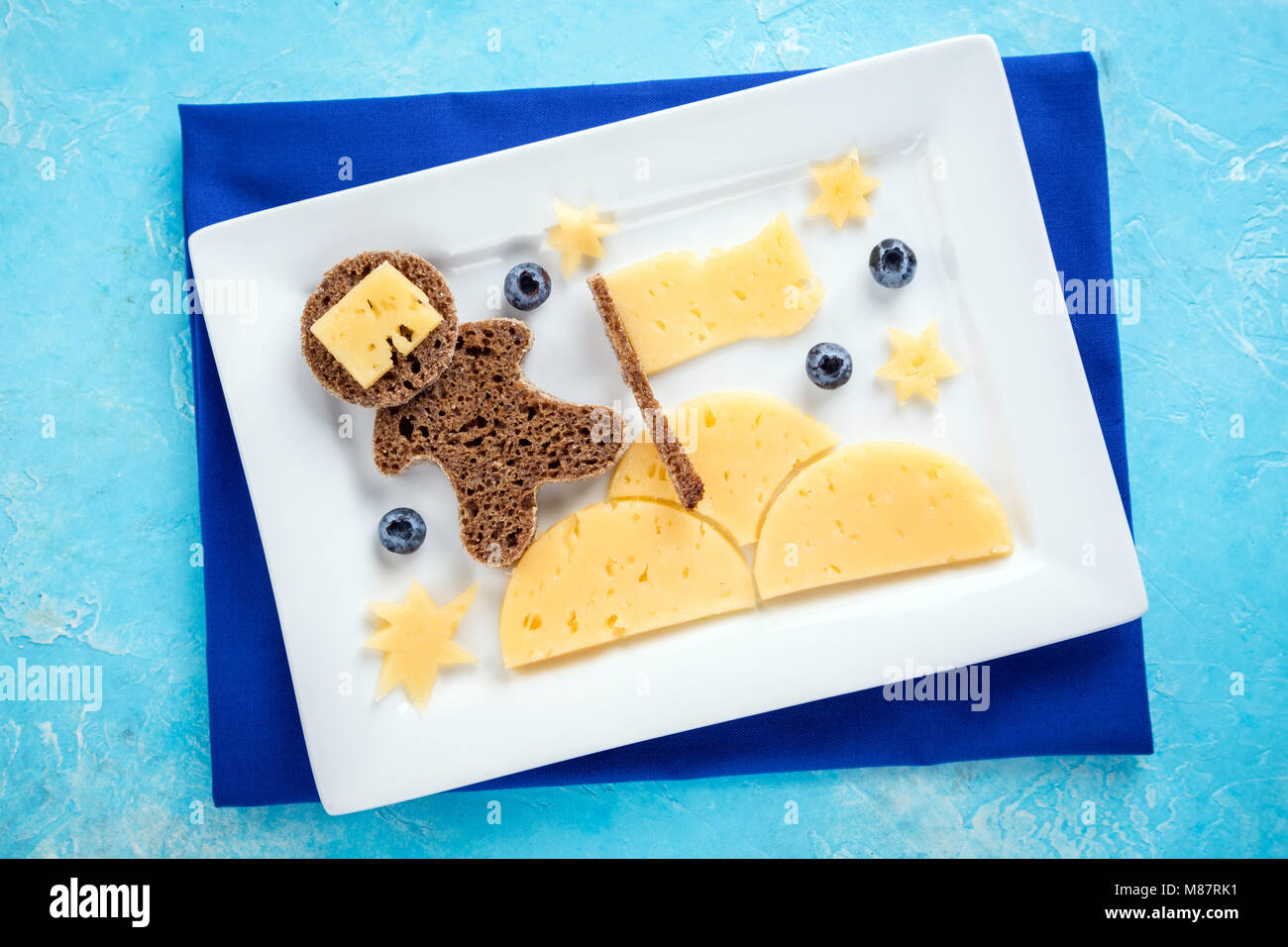 Funny toast with cheese and berries for kids breakfast or lunch Stock ...