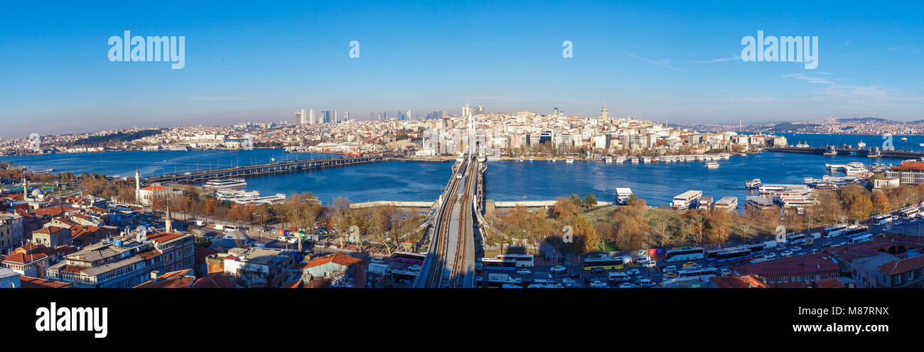 ISTANBUL, TURKEY - DECEMBER 09, 2016 : Panoramic cityscape view of ...