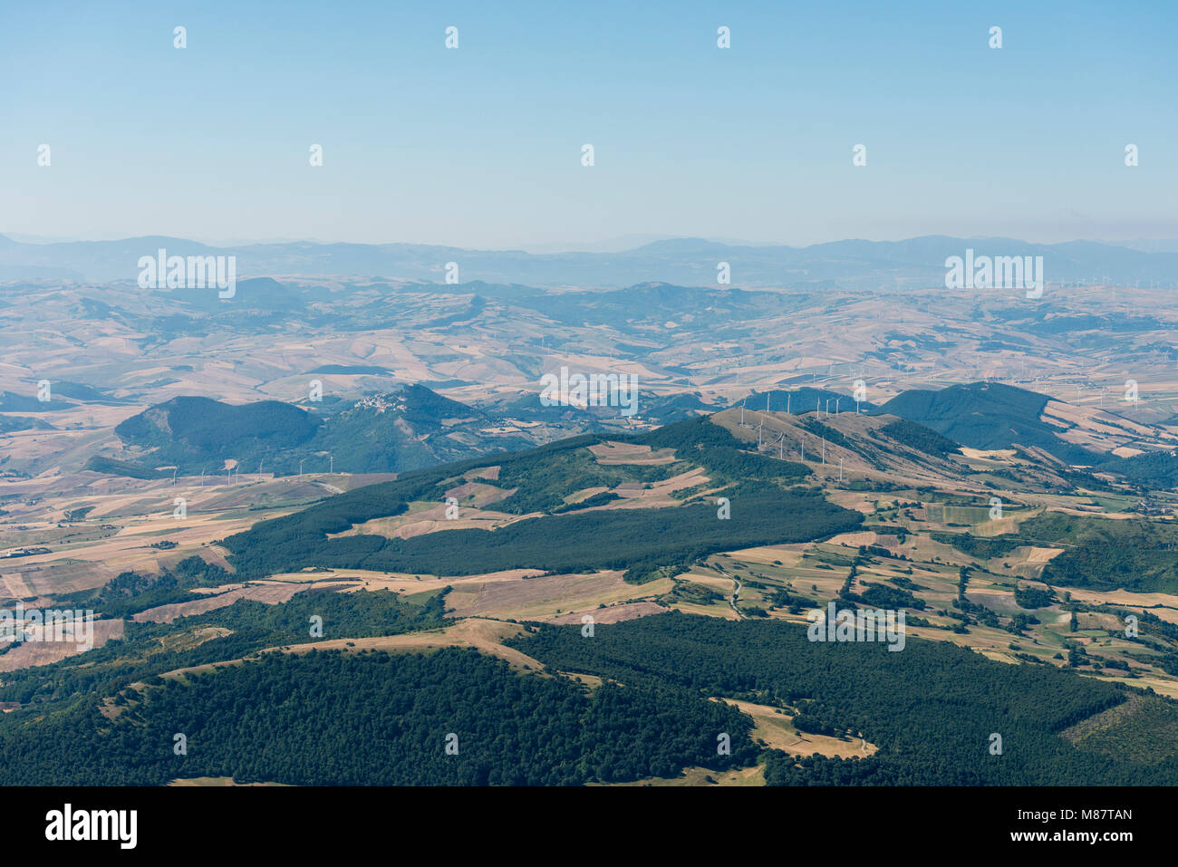 Aerial image of hilly countryside typical to the Province of Foggia in ...