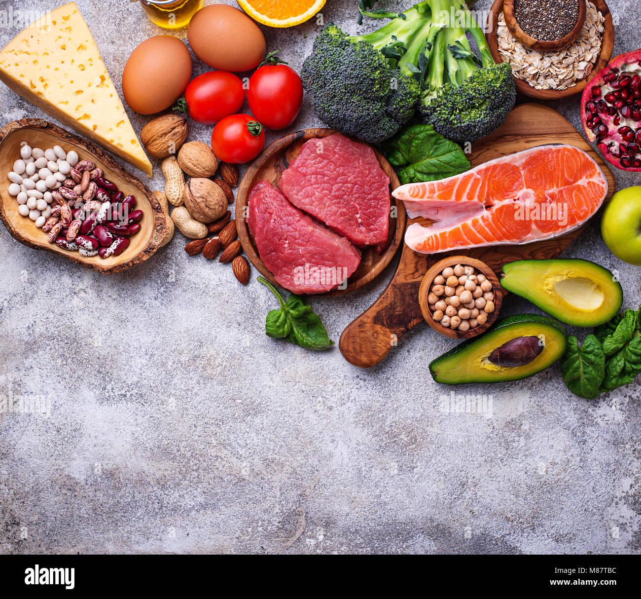 Organic food for healthy nutrition and superfoods Stock Photo - Alamy