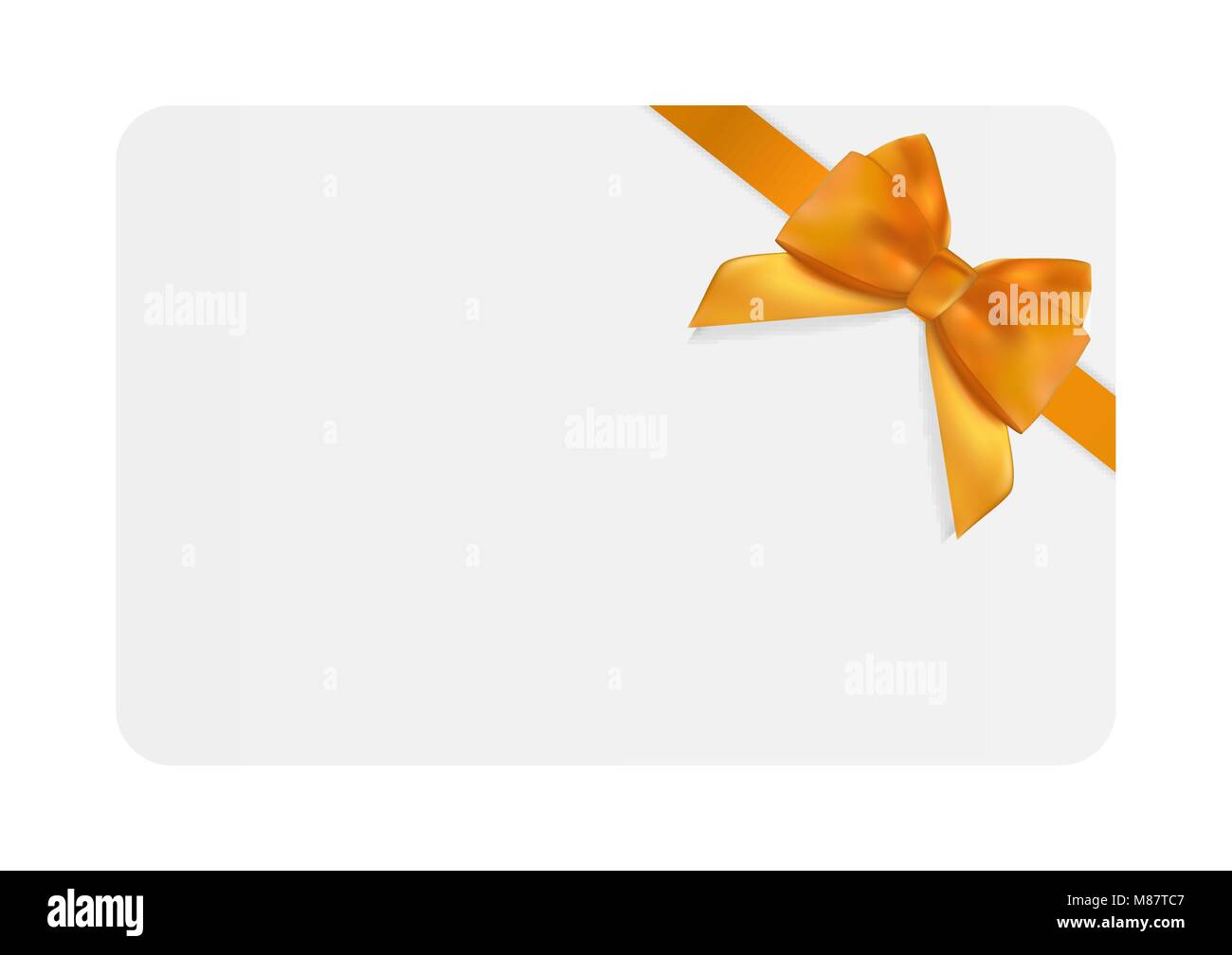 Blank Gift Card Template with Orange Bow and Ribbon. Vector ...