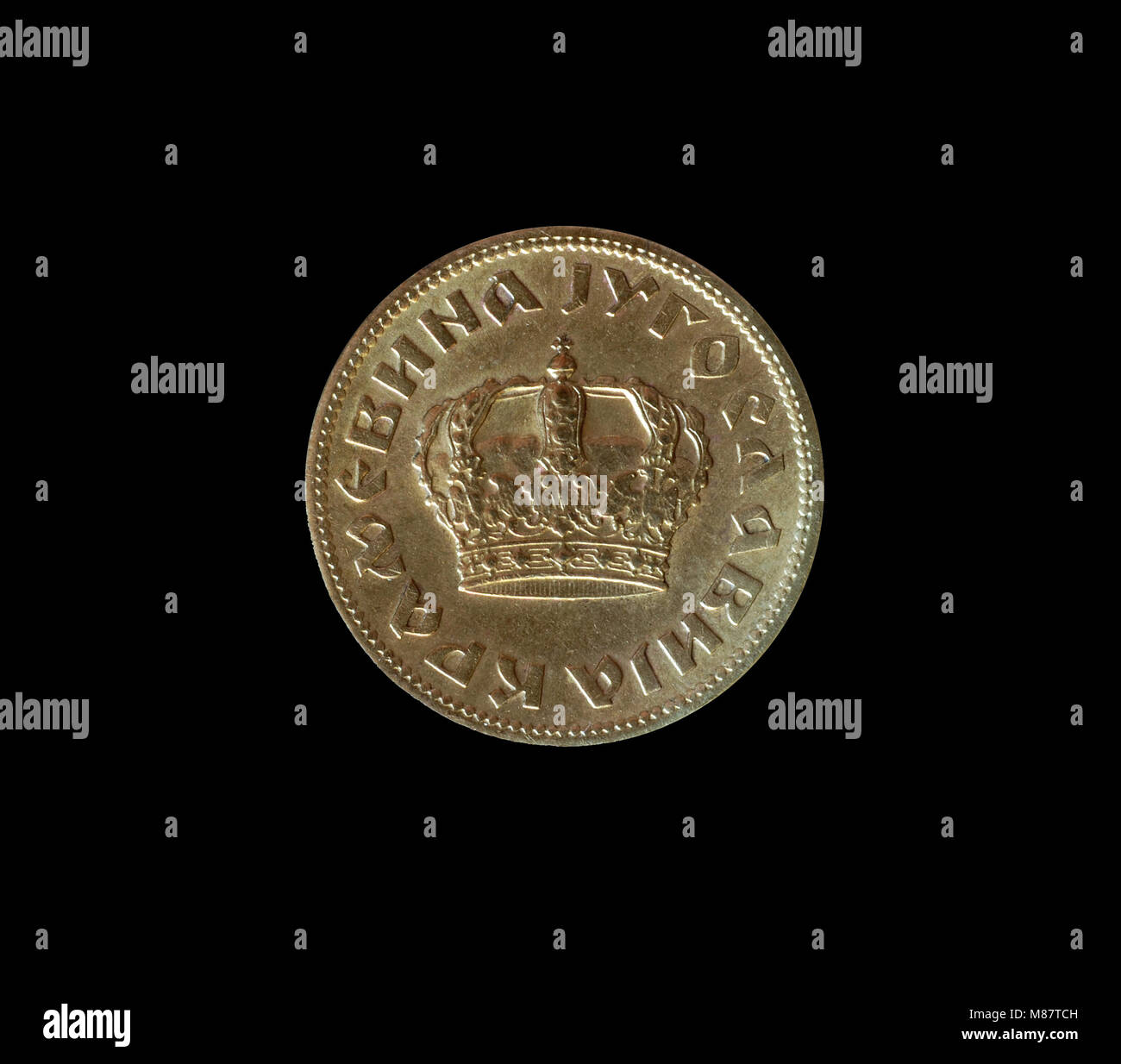 Obverse of 2 Dinar coin made by Yugoslavia in 1938 Stock Photo - Alamy