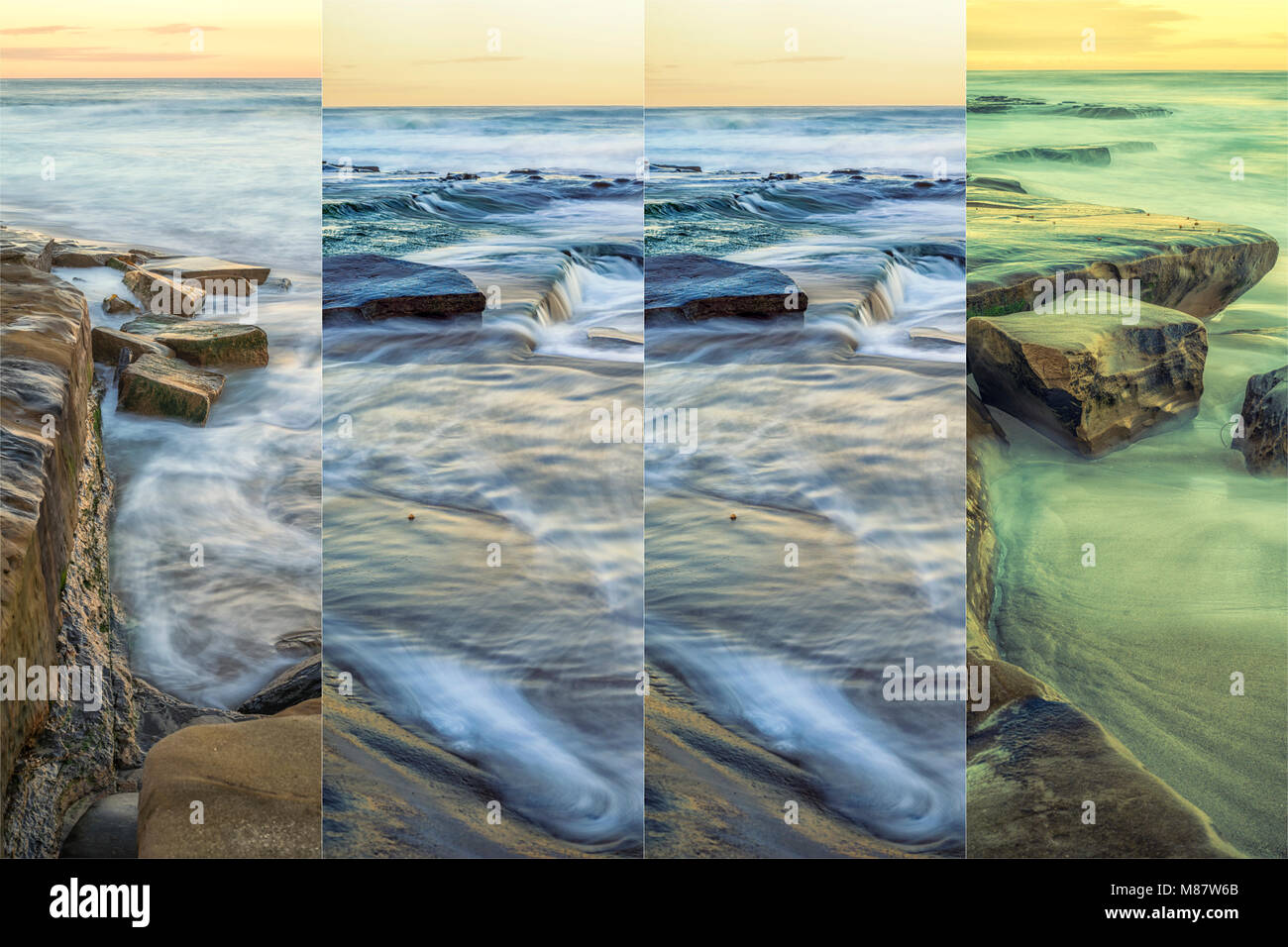 Photo Collage. View of the rocky coast of La Jolla, California, USA ...