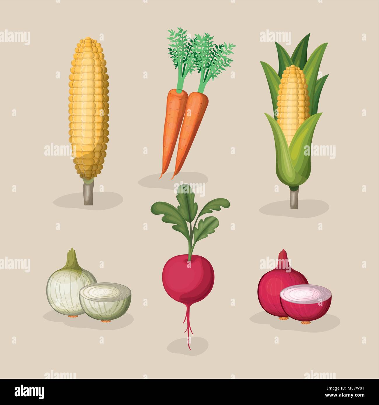 background with colorful set of realistic vegetables Stock Vector Image ...