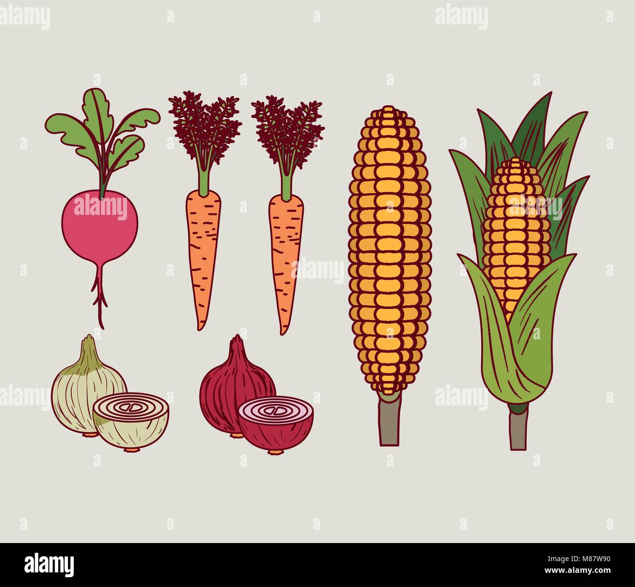 background to color set of vegetables Stock Vector Image & Art - Alamy
