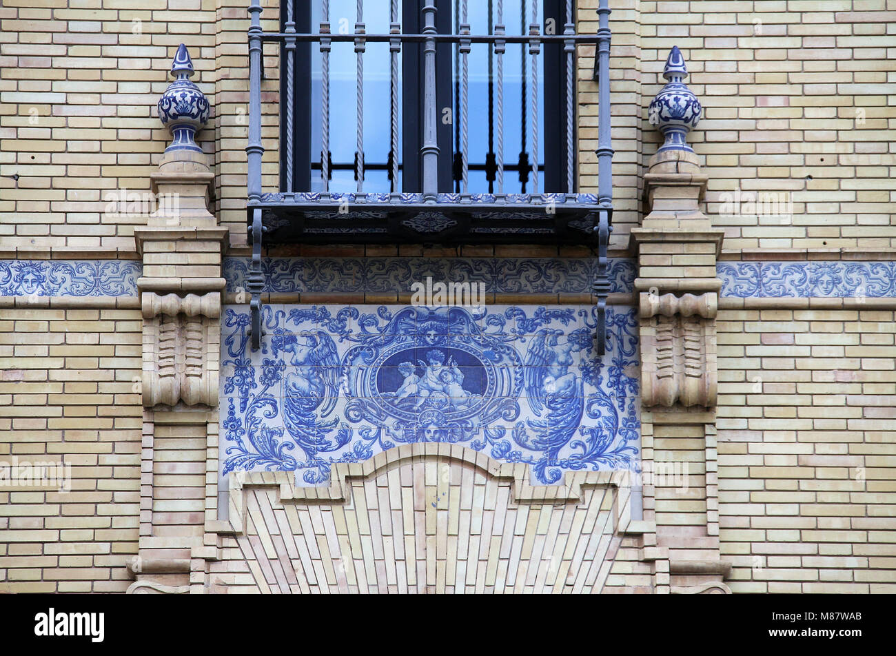 Ceramic architectural detail on an office building in Seville Stock ...