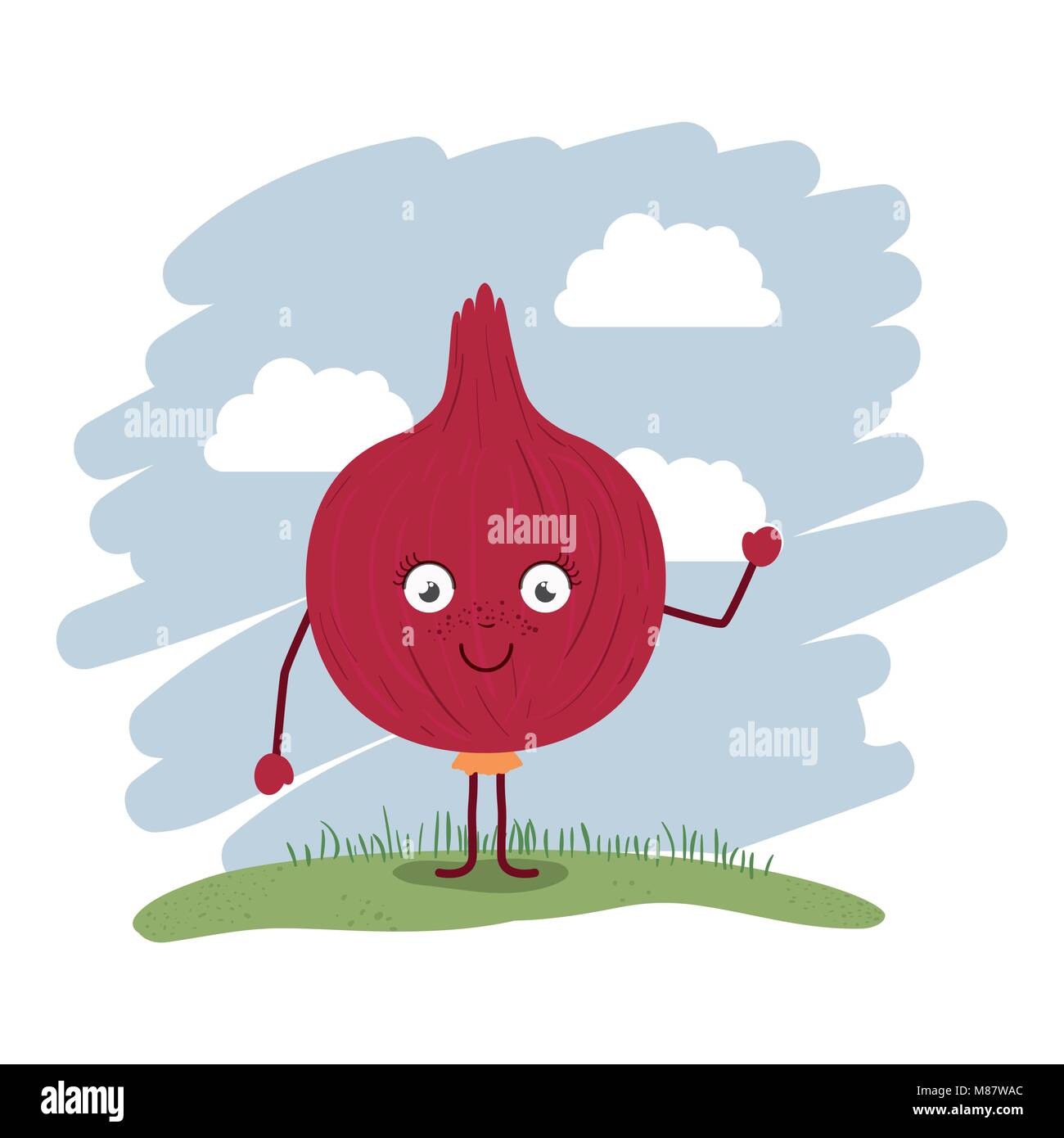 colorful background with cartoon red onion Stock Vector Image & Art - Alamy