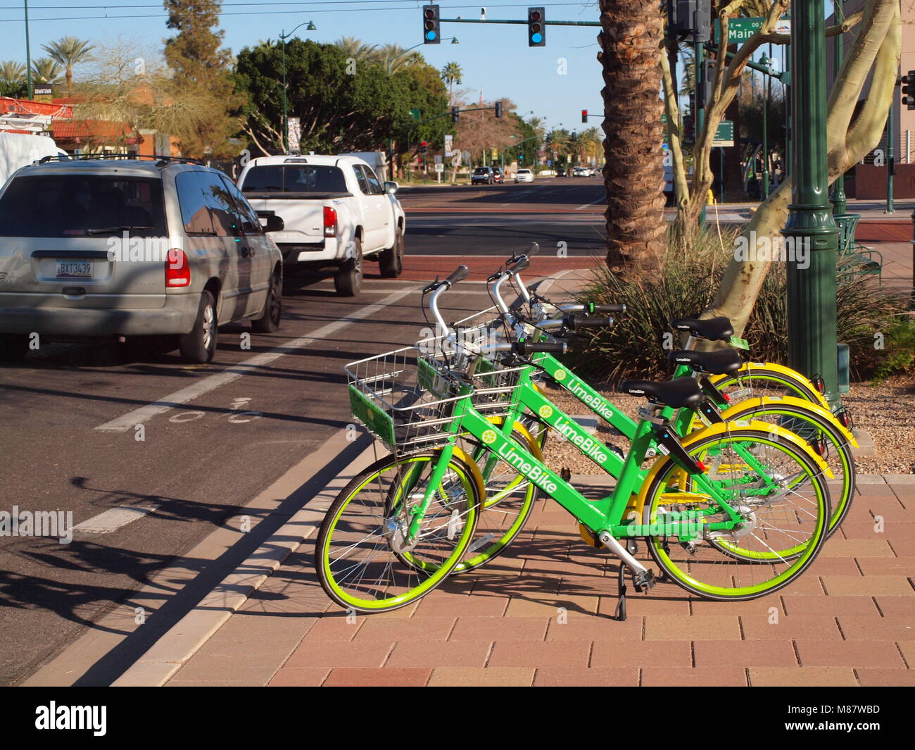 Bikes on paver sidewalk hi-res stock photography and images - Alamy