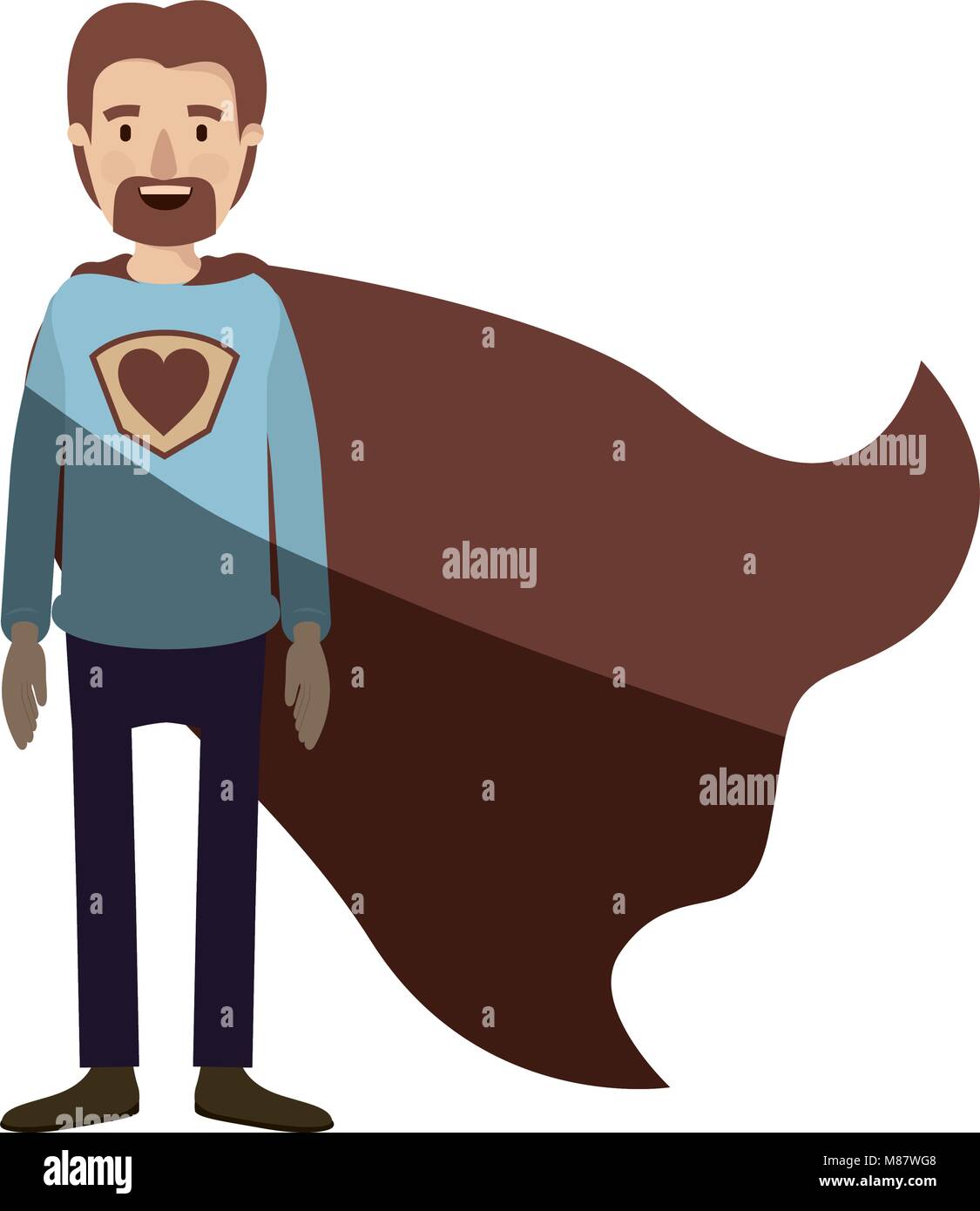 light color shading caricature full body super dad hero with beard ...
