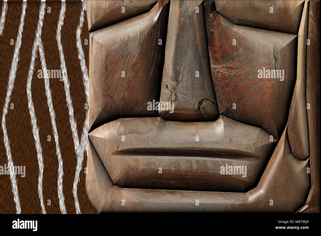 3D Rendering. Ethnic Wooden Totem on Zebra Skin Stock Photo - Alamy