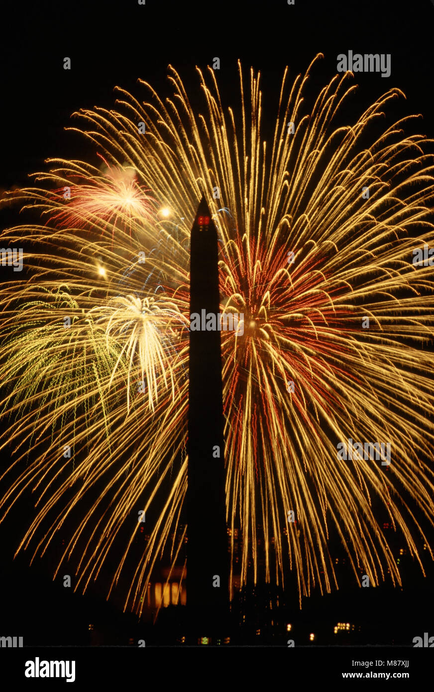 Washington DC., USA, July 4, 1980 Fireworks over DC. Annual display put ...