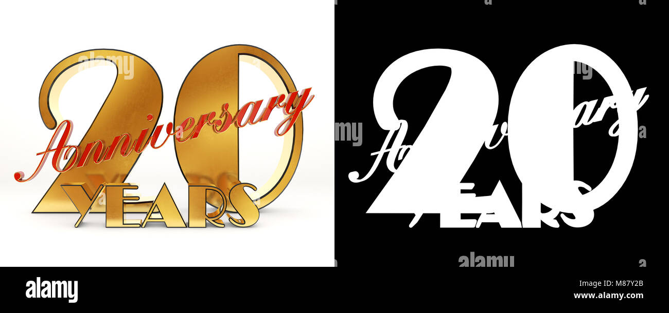 Golden number twenty (number 20) and the word "years" against the ...