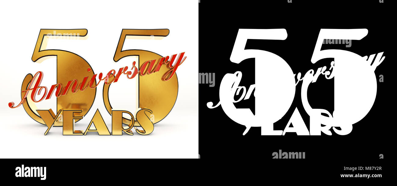 Golden number fifty five (number 55) and the word "years" against the ...