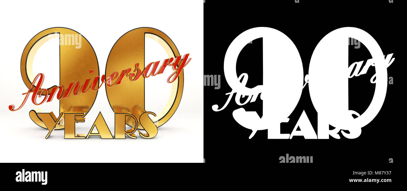 Golden number ninety (number 90) and the word "years" against the ...